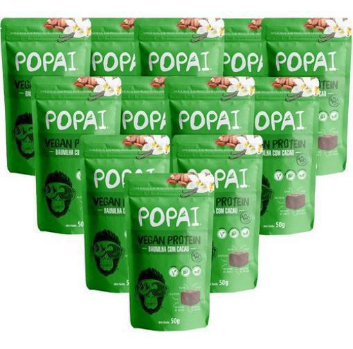 Popai Snack Proteína Vegano Sabor Braunilha Com Cacau 12 Und - Comida ...