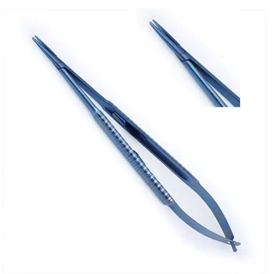 Porta Agulha Castroveijo Vídea Titanio C/ Trava 14 Cm Reto cor Azul ...