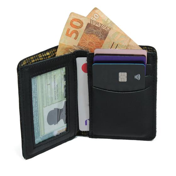 Porta Cartão Espaço Para Notas Cartões Cédulas CNH Em Couro Envio ...
