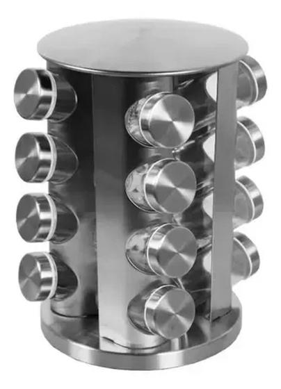 Porta Condimentos Base Giratório Inox 16 Potes - Temperos - Dubai ...