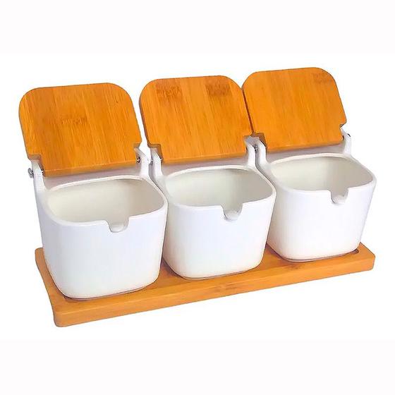 Porta Condimentos de Porcelana e Bambu com 7 pçs - PCLN-022 - Hauskraft ...