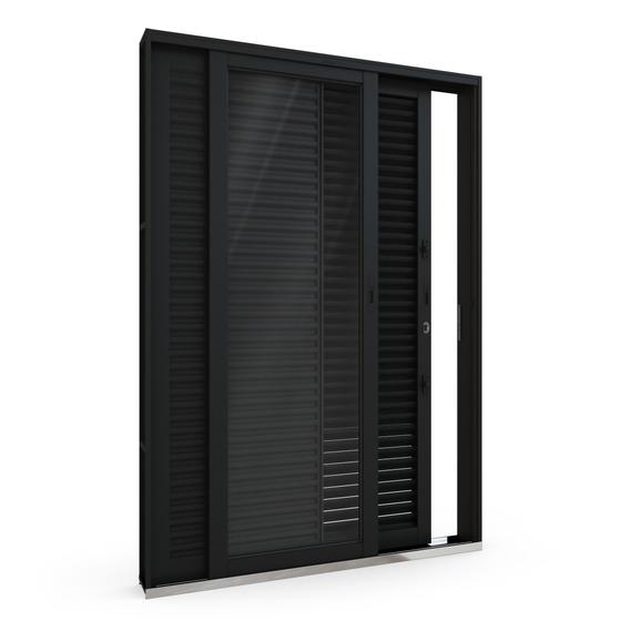 Porta de Aço Balcão de Correr Lateral Flex 3 Folhas 214x150cm Facilitá ...