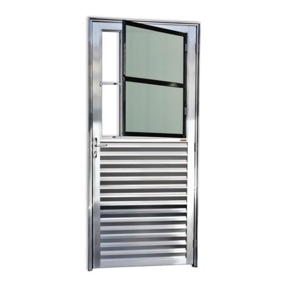 Porta de Alumínio Postigo 210x86cm com Vidro Boreal Anodizado Super ...