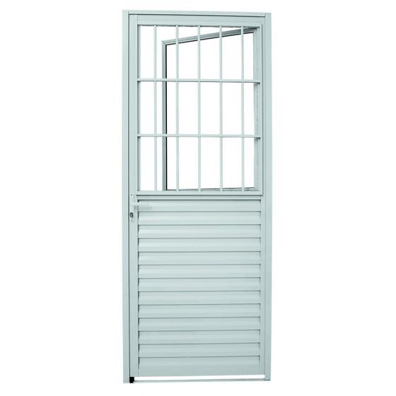 Porta de Alumínio Social com Postigo Aluminium 215cmx3,7cmx87,45cm ...