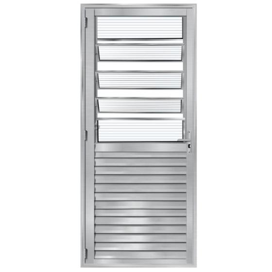 Porta de giro basculante 0,80x2,10 lado direito alumínio natural vidro ...