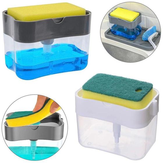 Porta Detergente e Esponja Com Dosador e Suporte para Esponja Dolce ...
