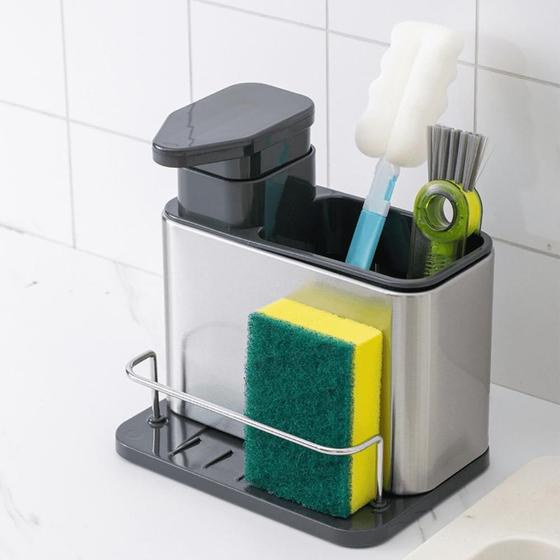 Porta Detergente Esponja Inox Organizador De Pia Cozinha Dispenser de ...