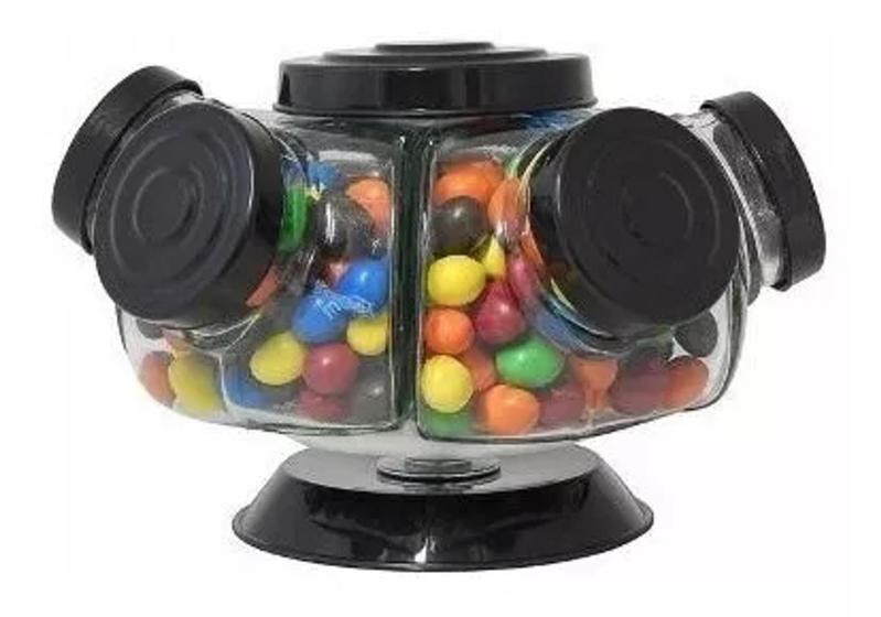 Porta Doce Baleiro Bomboniere Giratório Com 5 Potes De Vidro - BF ...