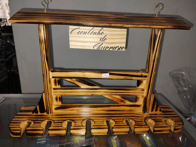 Porta espeto de madeira - artesanal - cantinho do churrasco - Churrasco ...