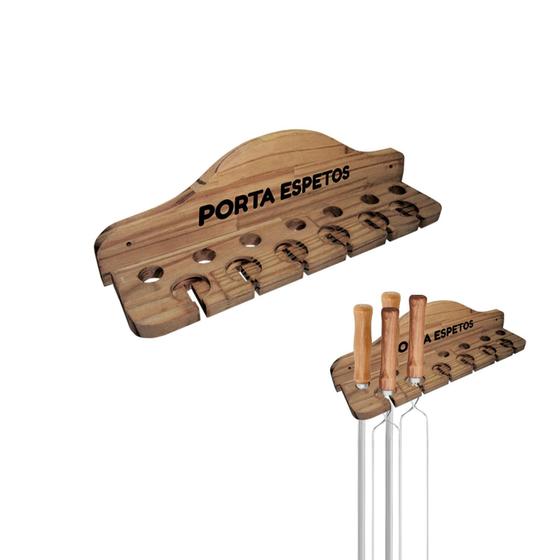 Porta Espeto De Parede Em Madeira Encaixe Para 13 Espetos Stolf ...