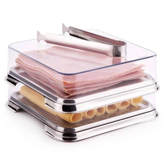 Porta Frios Inox Duplo Empilhavel Com Pegador Pinça Forma - Forma Inox ...