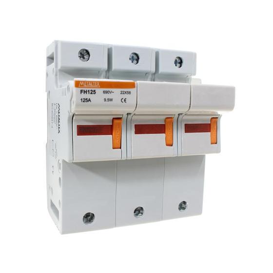 Porta Fusível 22x58mm 3 Polos 125 Amperes com Indicador de Fusível ...