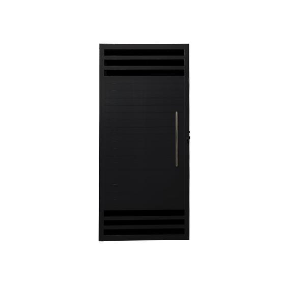 Porta Lambril 6 Vidros Direita 210 X 90 Preto Com Puxador e Rolete ...