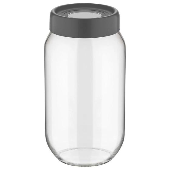 Porta mantimento redondo Fresh em vidro com tampa em plastico cor cinza ...