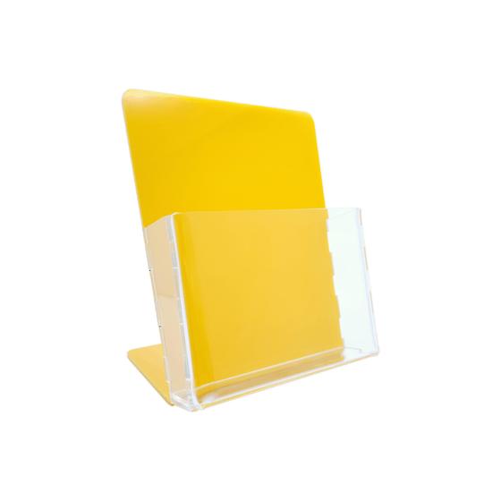 Porta Panfleto Flyer Folder Papel 10X14Cm Acrílico Amarelo - Rgr Visual ...