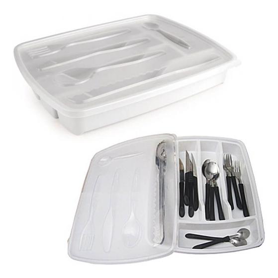 Porta Talher Branco De Gaveta Com Tampa E 5 Divisórias Plasutil - Porta ...