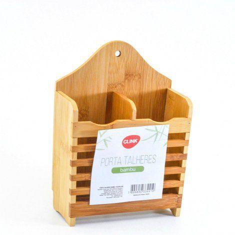 Porta Talher de Bambu 20 CM com 2 Divisórias - CLINK - Porta Talheres ...
