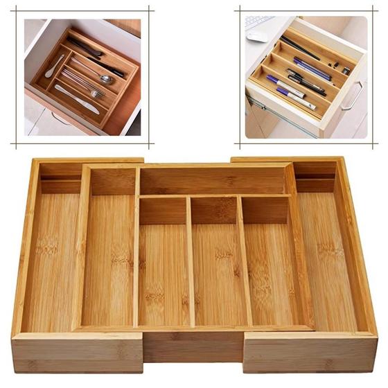 Porta Talheres extensível Ecokitchen Bambu natural MimoStyle - Mimo ...