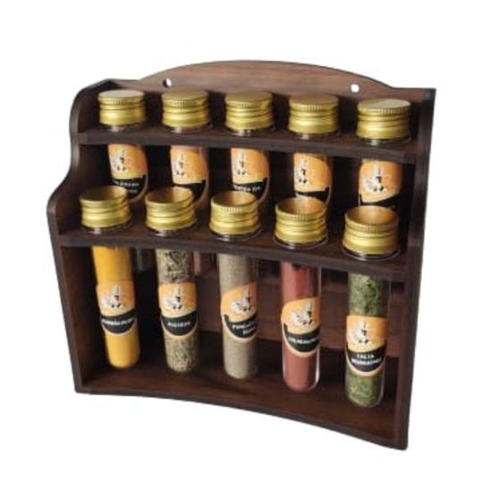 Porta Temperos de Parede em MDF com 10 Tubetes Acrílicos com Temperos ...