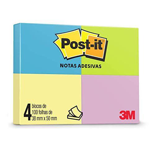 Post-It 38mmx50mm Coloridos 100 Folhas - Post it - Bloco Adesivo / Post ...
