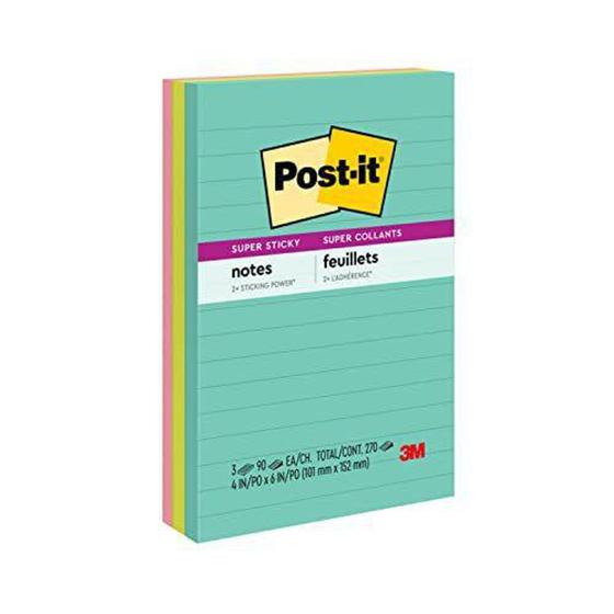 Post-it Sticky Notes 3 Blocos de 10 x 15cm 2x Mais Aderência Coleção ...