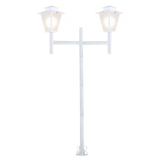 Poste de Jardim Colonial Quadrado Duplo 2,0m P3/2 em Aço Branco - Ideal ...