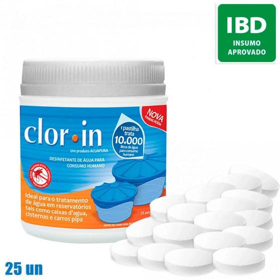 Pote de Clorin 10000 Litros com 25 Pastilhas Tratamento de Agua para ...