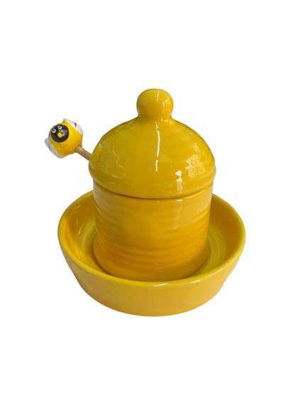 Pote De Mel Meleira Com Pegador De Madeira Em Forma De Abelha ...