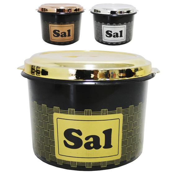 pote de plastico redondo preto sal com tampa metalizado 1,4l - un ...