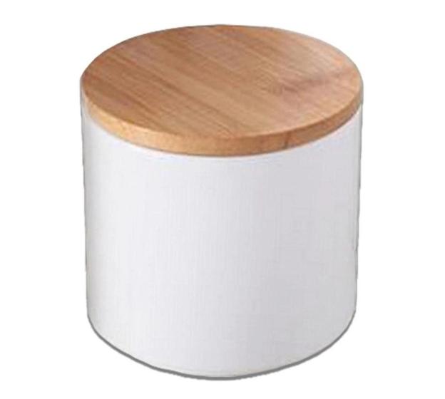 Pote de Porcelana com Tampa Bamboo White 500ml - Brilho de Diamante ...
