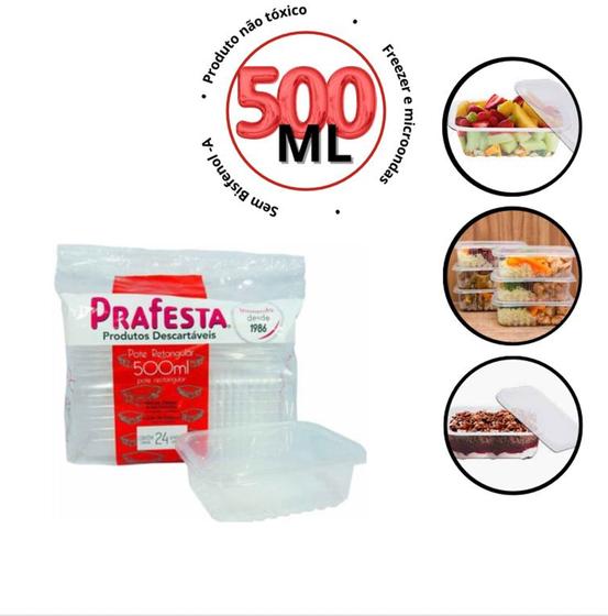 Pote Descartável 500ml Freezer Microondas Marmita - 24 Un. - prafesta - Pote Descartável ...