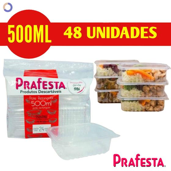 Pote Descartável 500ml Freezer Microondas Marmita Fit 48 Un - Prafesta - Marmitas - Magazine Luiza