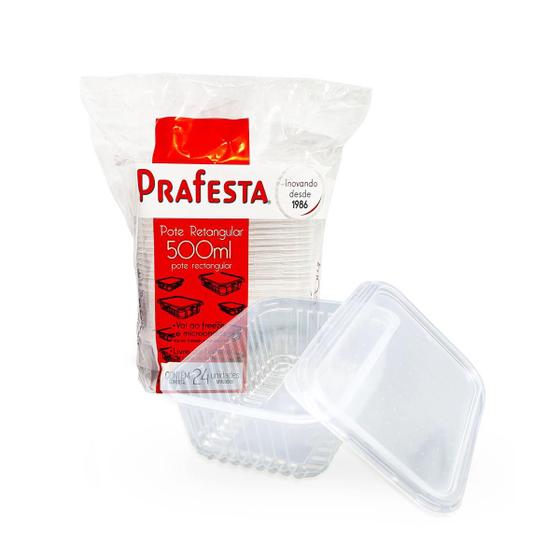 Pote Descartável Marmita Fit 500ml Freezer Microondas 24 Und - Prafesta - Pote - Magazine Luiza