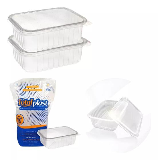 Pote Descartável plástico marmita retangular para alimentos freezer microondas 24uni de 1000ml ...