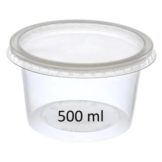Pote Descartável Redondo Tampa Transparente 500ml 50 Unidade - Cristalcopo - Pote Descartável ...