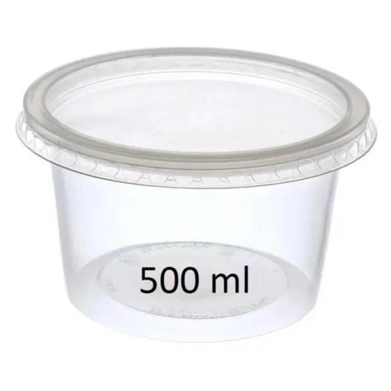 Pote Descartável Redondo Tampa Transparente 500ml 50 Unidade - Cristalcopo - Pote Descartável ...