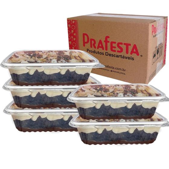 Pote Descartável Retangular 250ml Marmita Fit C/ Tampa 120un - Prafesta - Marmitas - Magazine Luiza