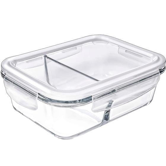 Pote Hermetico 640 ml Vasilha Vidro Retangular Marmita Vedação ...