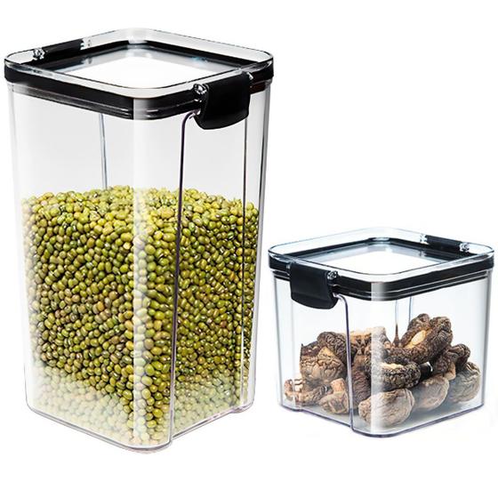 Pote Hermetico Tampa Vacuo Kit 2 Unidades Acrilico Transparente Veda ...