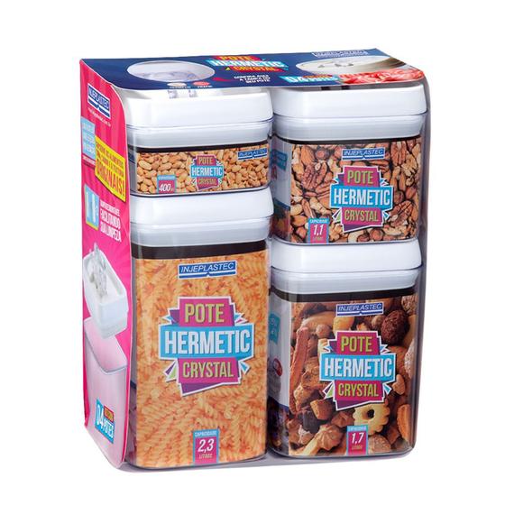 Pote Hermetico Vacuo Acrilico Mantimentos Kit C/ 4 - Graos Cereais ...