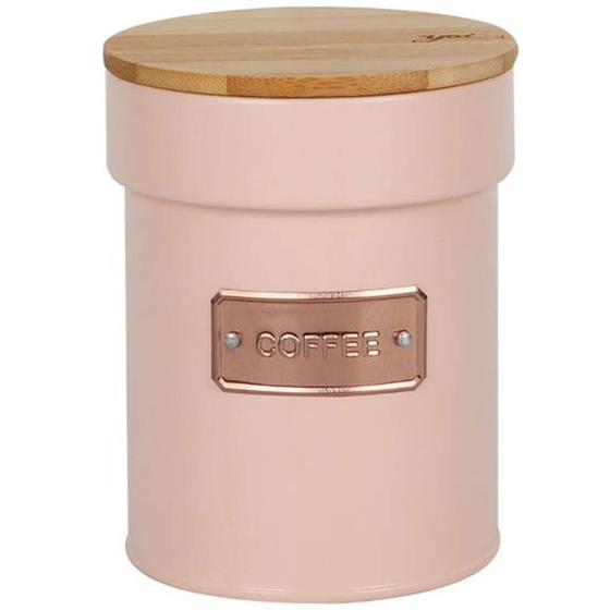 Pote para Café Metal com Tampa Bambu 1L Lata Porta Condimentos Coffee ...