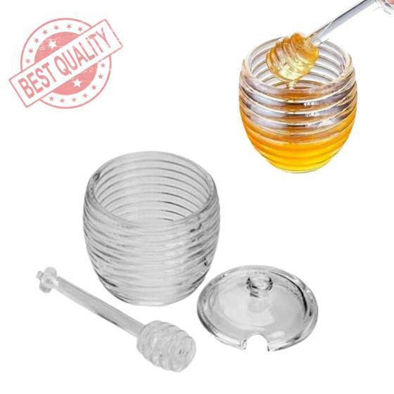 Pote Para Mel De Vidro Meleira Cristal Colmeia Com Tampa E Pegador ...
