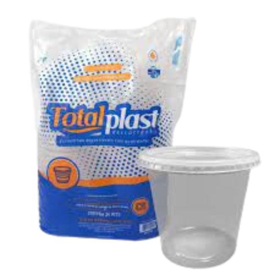 Pote Plast PP Kit Com Tampa Transparente Redondo 750ml TOTALPLAST (KP-750) - Pote Descartável ...