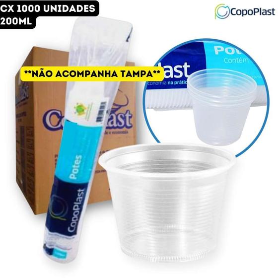 Pote Plástico Descartável Redondo Estriado Molho Maionese Sobremesa Copoplast - 200ml - CX 1000 ...