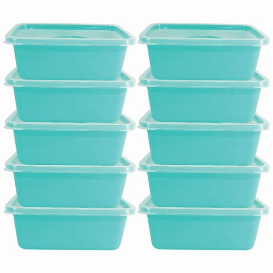 Pote Plástico Retangular REF009 1500ml Kit com 10 Unidades Verde ...