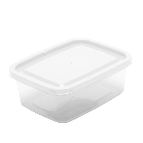 Pote Quadrado Plástico 1500ml Transparente com Tampa Colorida Alta ...
