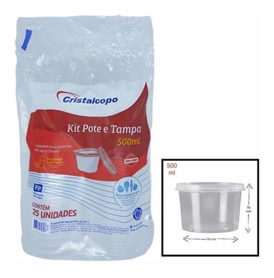 Pote Redondo 500ml - Microondas/freezer 25 Unidades Cristalcopo - Pote ...