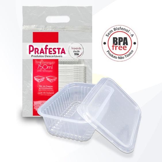 Pote Retangular 750ml Marmita Fit - Microondas/freezer 24 Unidades PraFesta/Marmita FITNESS ...
