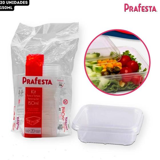 Pote Retangular com Tampa para Freezer e Micro-ondas Prafesta - 150ml ...