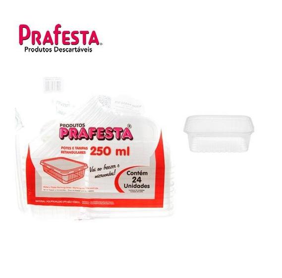 Pote Retangular Descartável 250ml C/tampa 24 Unids- Prafesta - Pote Descartável - Magazine Luiza